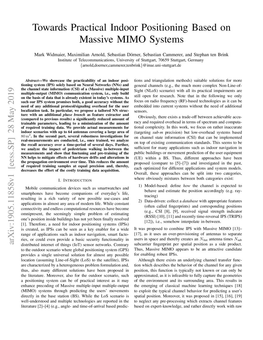 Towards Practical Indoor Positioning Based on Massive MIMO Systems | DeepAI