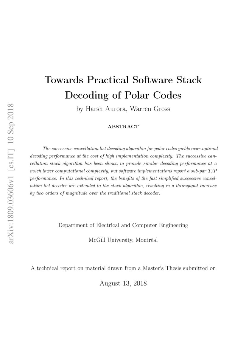 Towards Practical Software Stack Decoding Of Polar Codes Deepai 0436