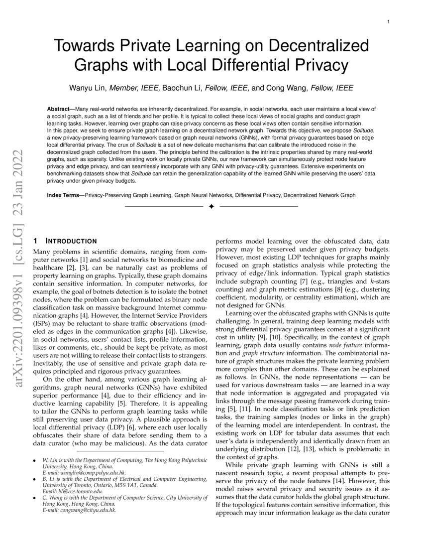 Towards Private Learning on Decentralized Graphs with Local Differential Privacy | DeepAI