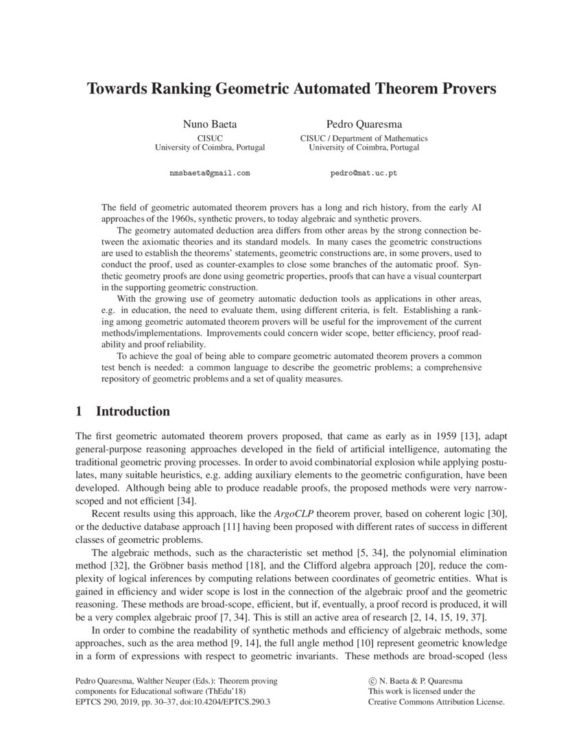 Towards Ranking Geometric Automated Theorem Provers | DeepAI
