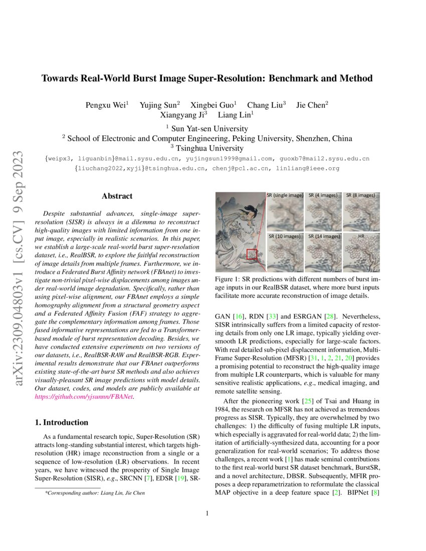 Towards Real-World Burst Image Super-Resolution: Benchmark and Method | DeepAI