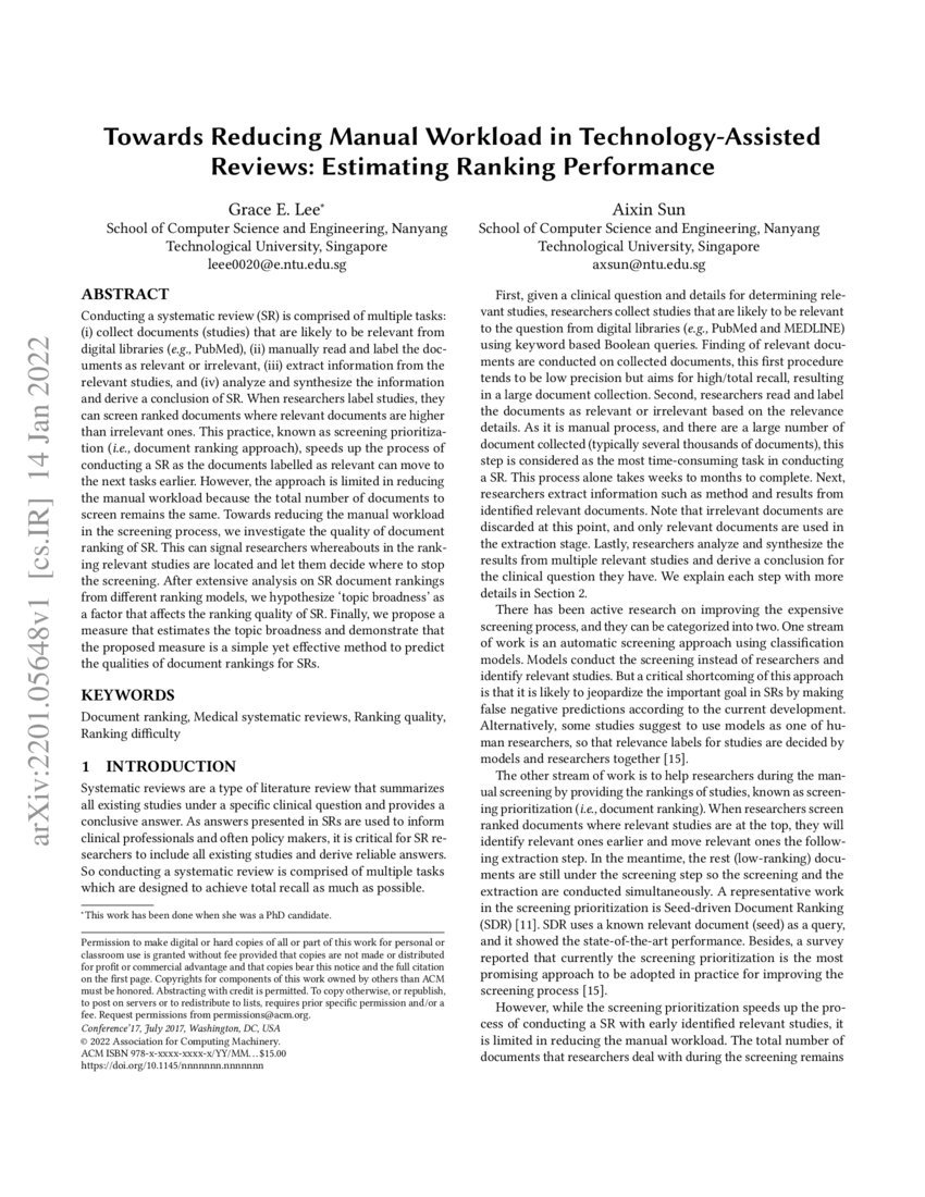 Towards Reducing Manual Workload in Technology-Assisted Reviews ...