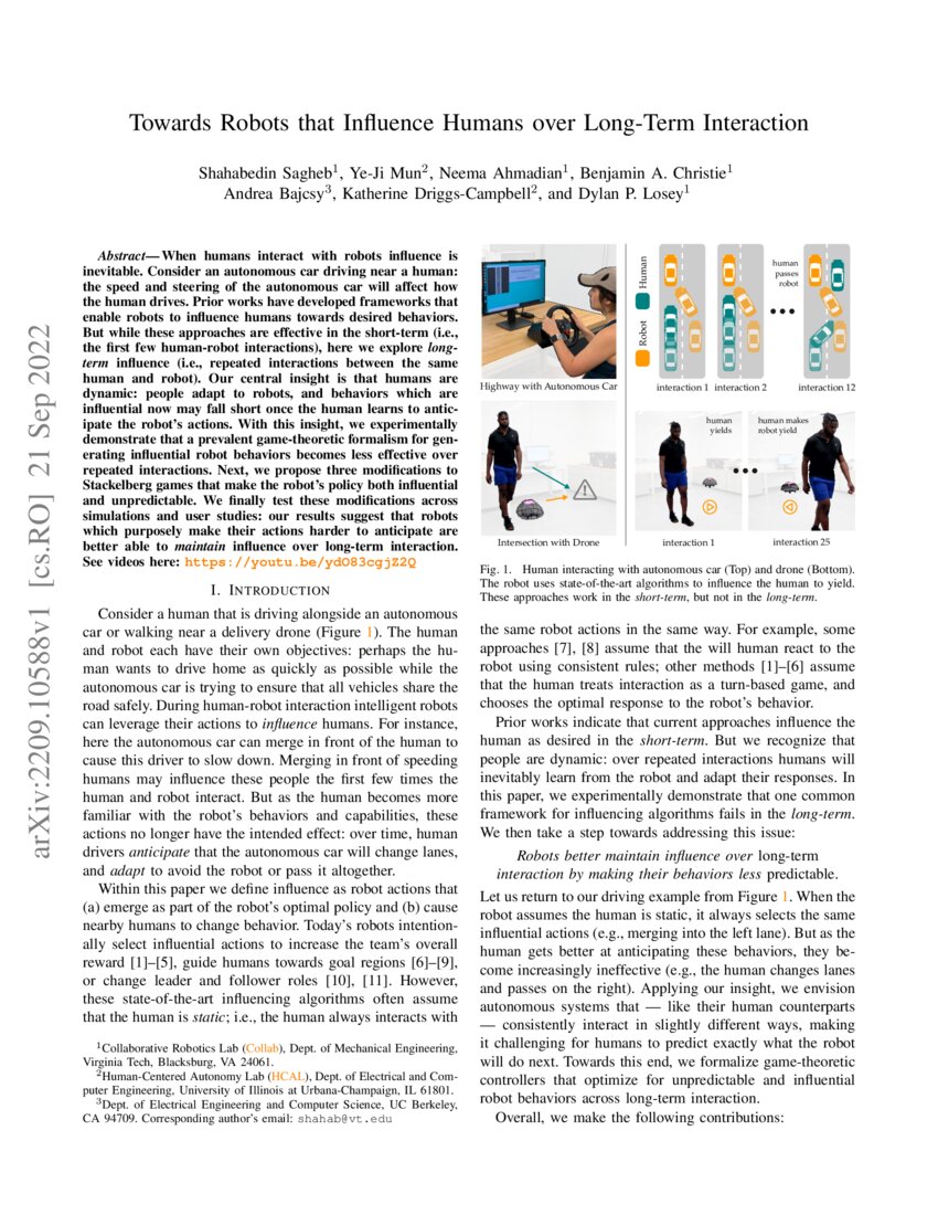 Towards Robots that Influence Humans over Long-Term Interaction | DeepAI