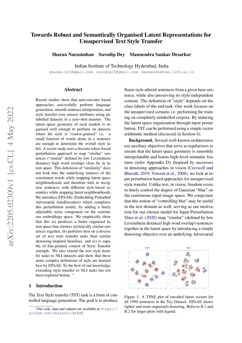 Towards Robust and Semantically Organised Latent Representations for Unsupervised Text Style ...
