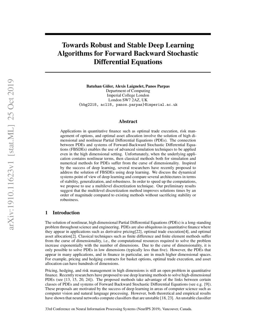 Towards Robust and Stable Deep Learning Algorithms for Forward Backward ...