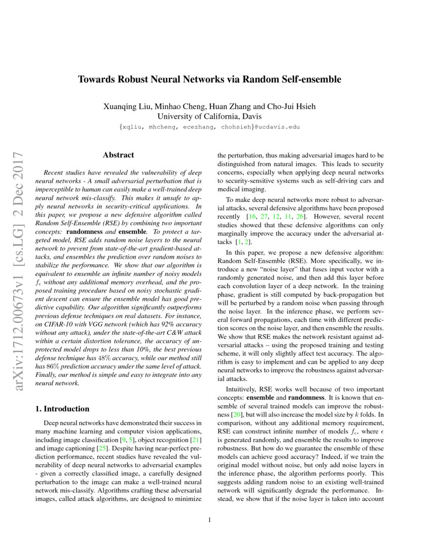 Towards Robust Neural Networks via Random Self-ensemble | DeepAI Towards Robust Neural Networks via Random Self-ensemble | DeepAI