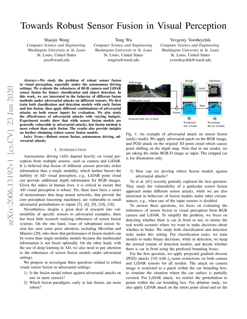 Towards Robust Sensor Fusion In Visual Perception Deepai