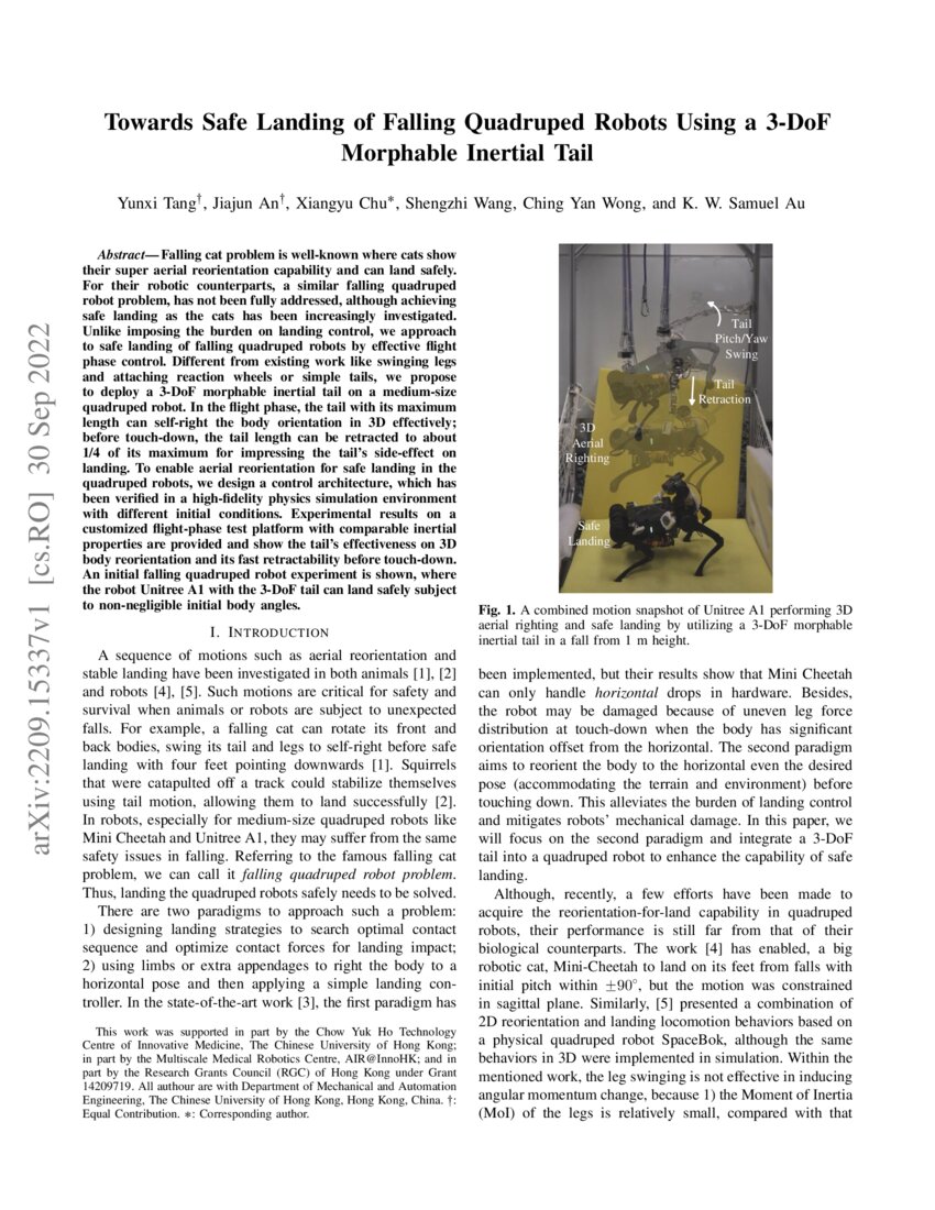 Towards Safe Landing of Falling Quadruped Robots Using a 3-DoF ...
