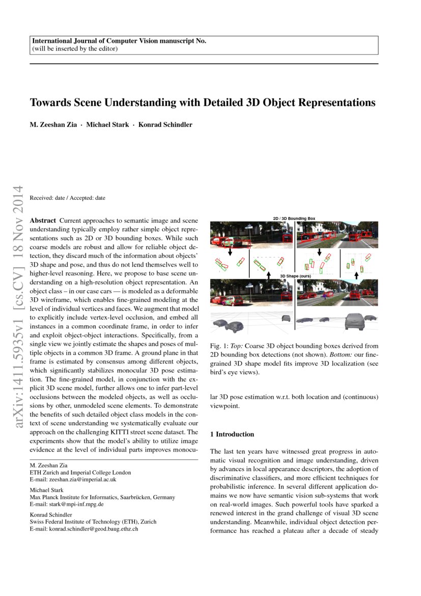 Towards Scene Understanding with Detailed 3D Object Representations ...