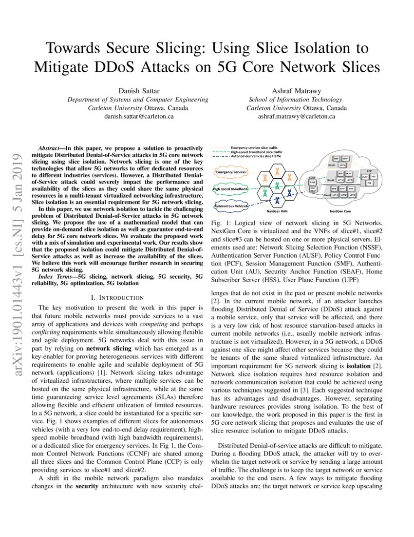 Towards Secure Slicing Using Slice Isolation To Mitigate Ddos Attacks