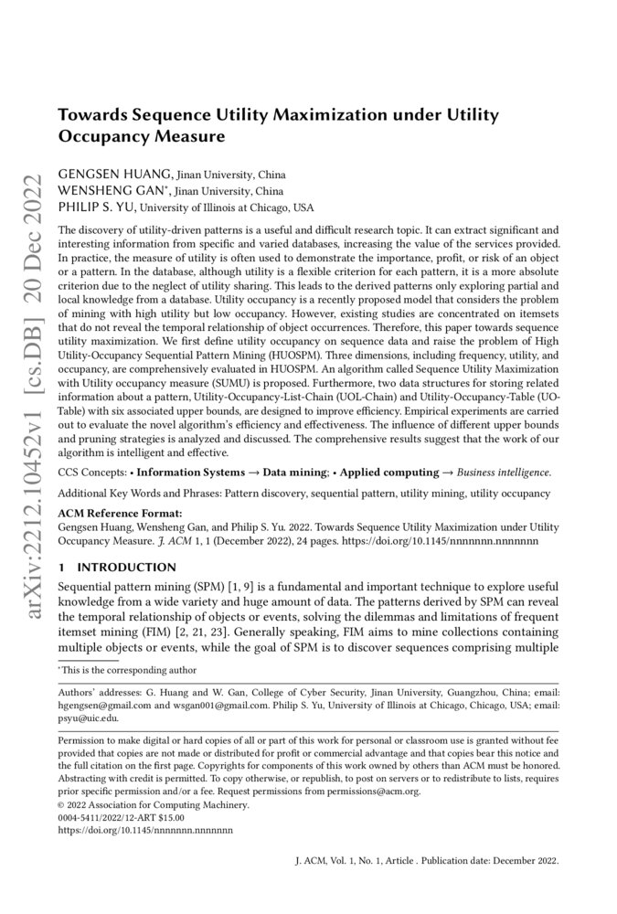 Towards Sequence Utility Maximization Under Utility Occupancy Measure Deepai 8233