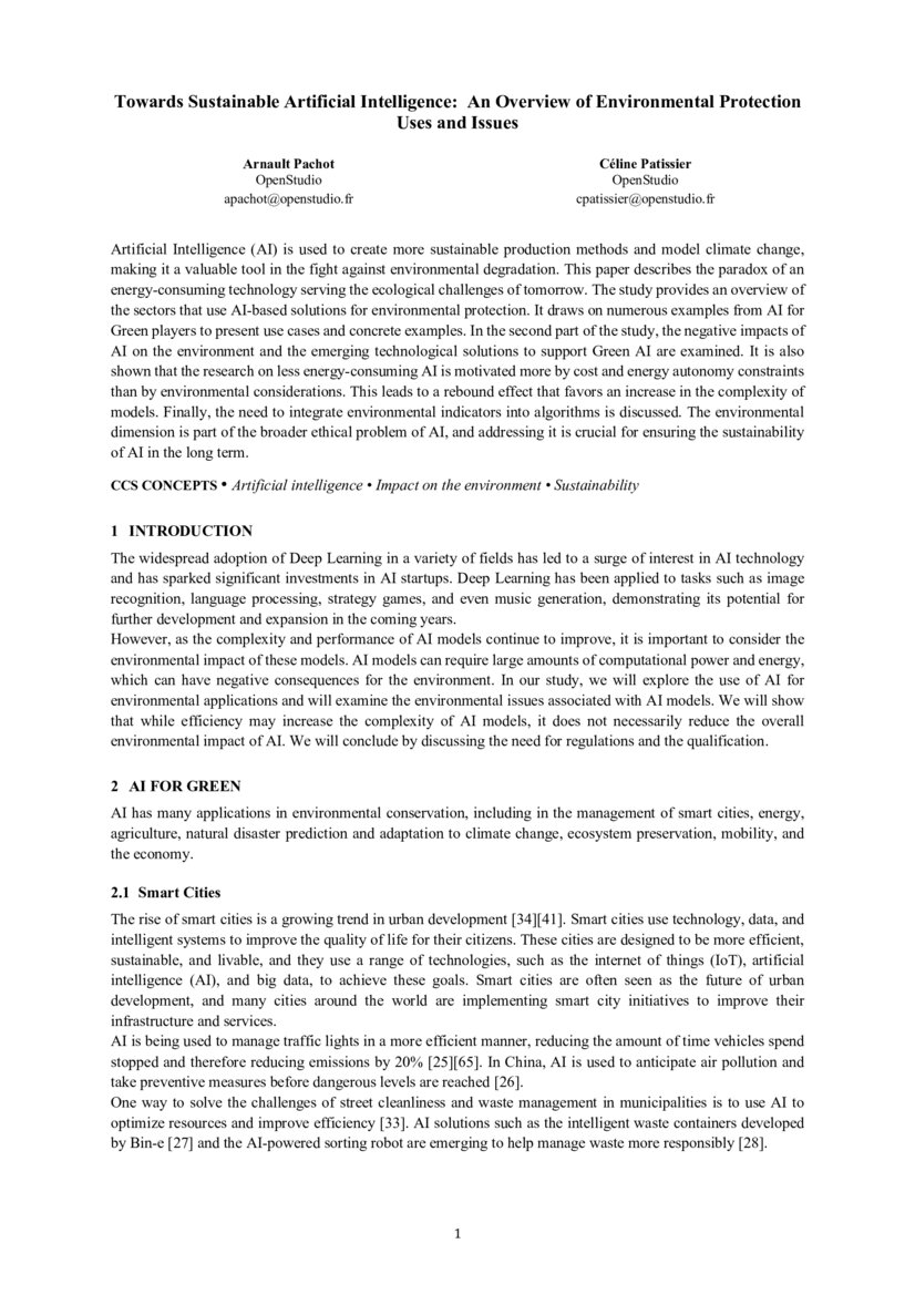 Towards Sustainable Artificial Intelligence: An Overview of ...