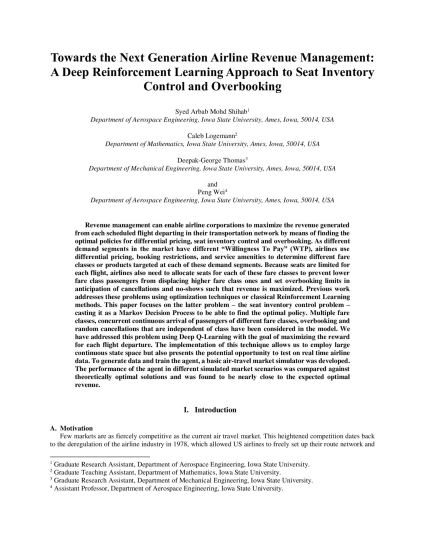 Towards the Next Generation Airline Revenue Management: A Deep Reinforcement Learning Approach ...
