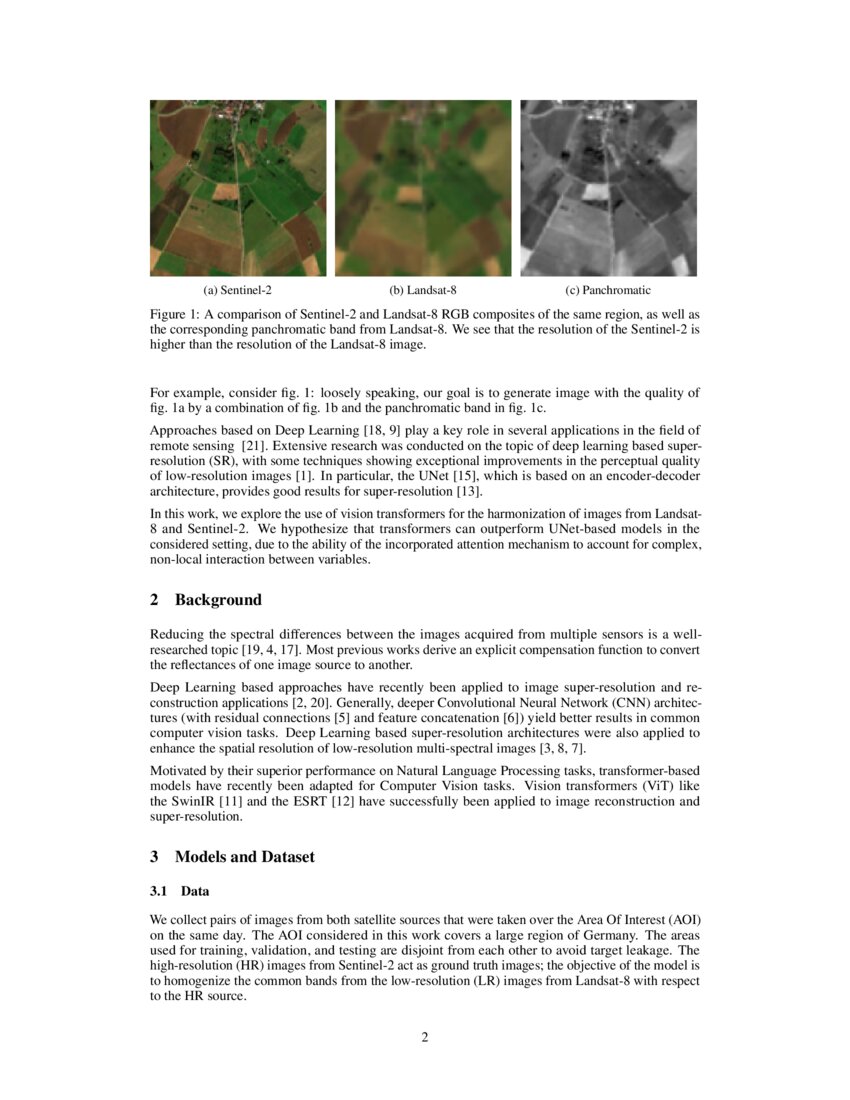 Towards Transformer Based Homogenization Of Satellite Imagery For Landsat 8 And Sentinel 2 Deepai
