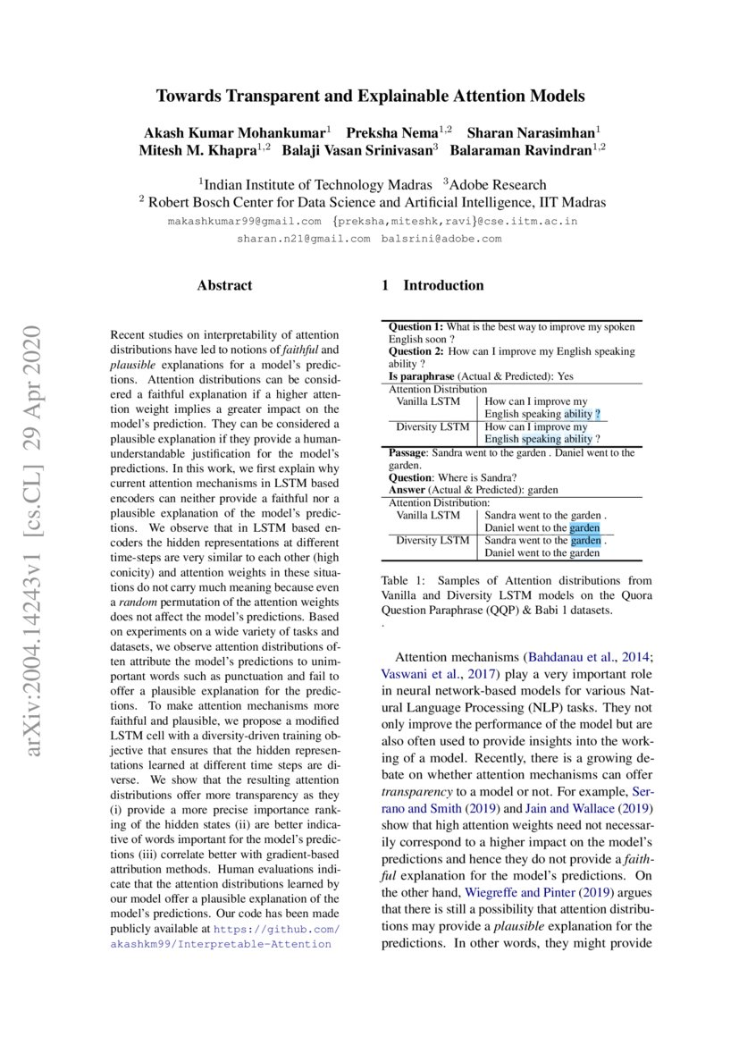 Towards Transparent and Explainable Attention Models | DeepAI