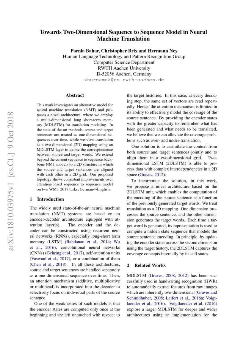 Towards Two Dimensional Sequence To Sequence Model In Neural Machine Translation Deepai