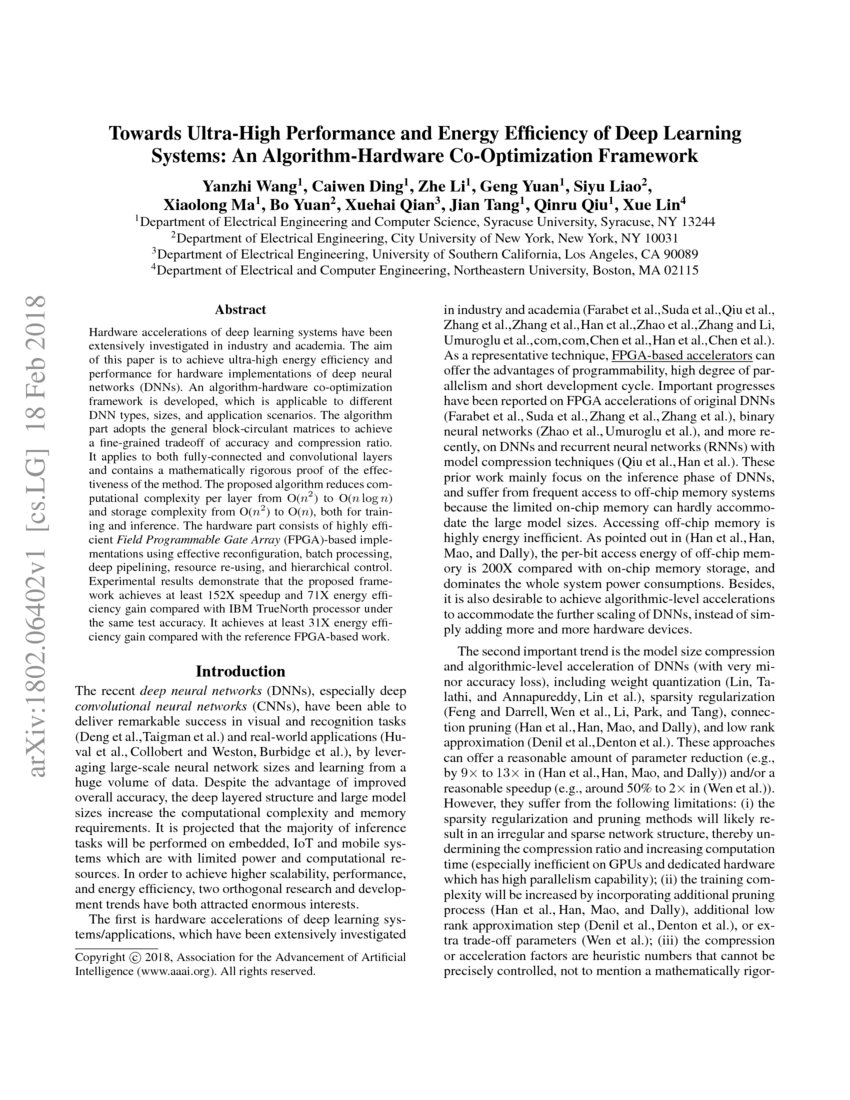 Towards Ultra High Performance And Energy Efficiency Of Deep Learning Systems An Algorithm