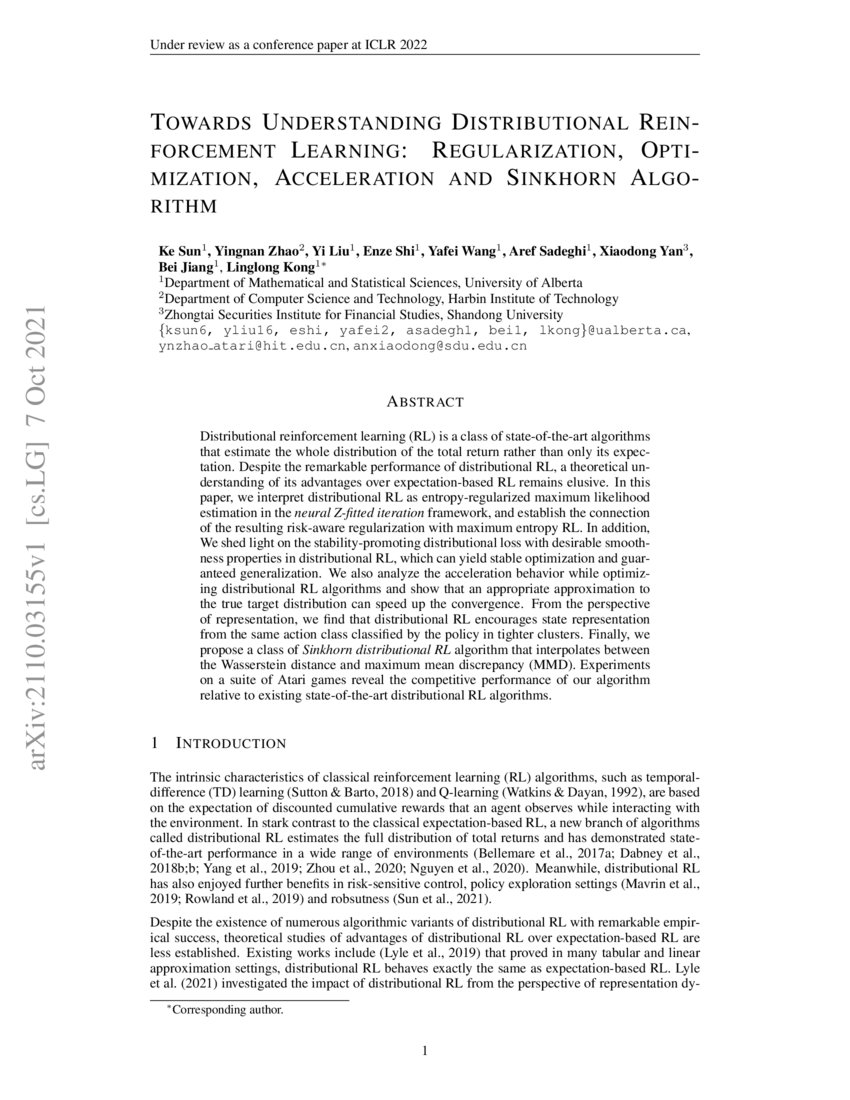 Towards Understanding Distributional Reinforcement Learning