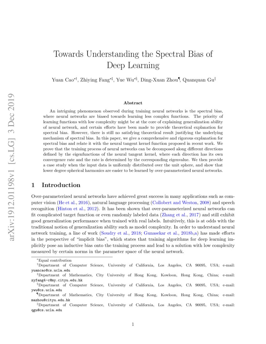 Towards Understanding the Spectral Bias of Deep Learning | DeepAI