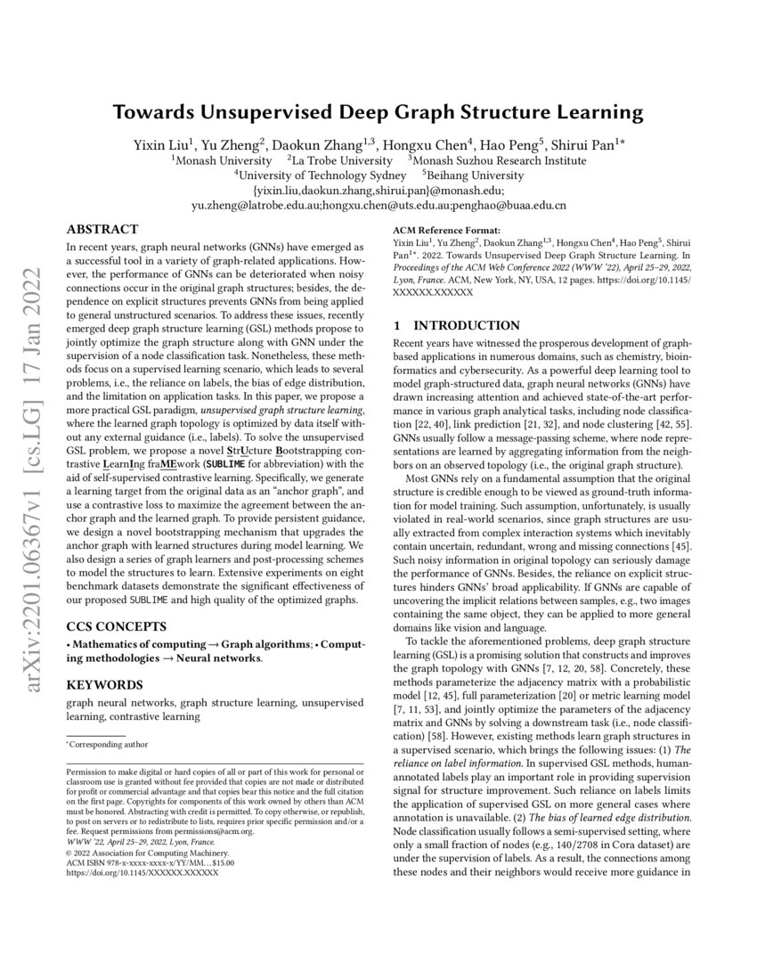 Towards Unsupervised Deep Graph Structure Learning | DeepAI