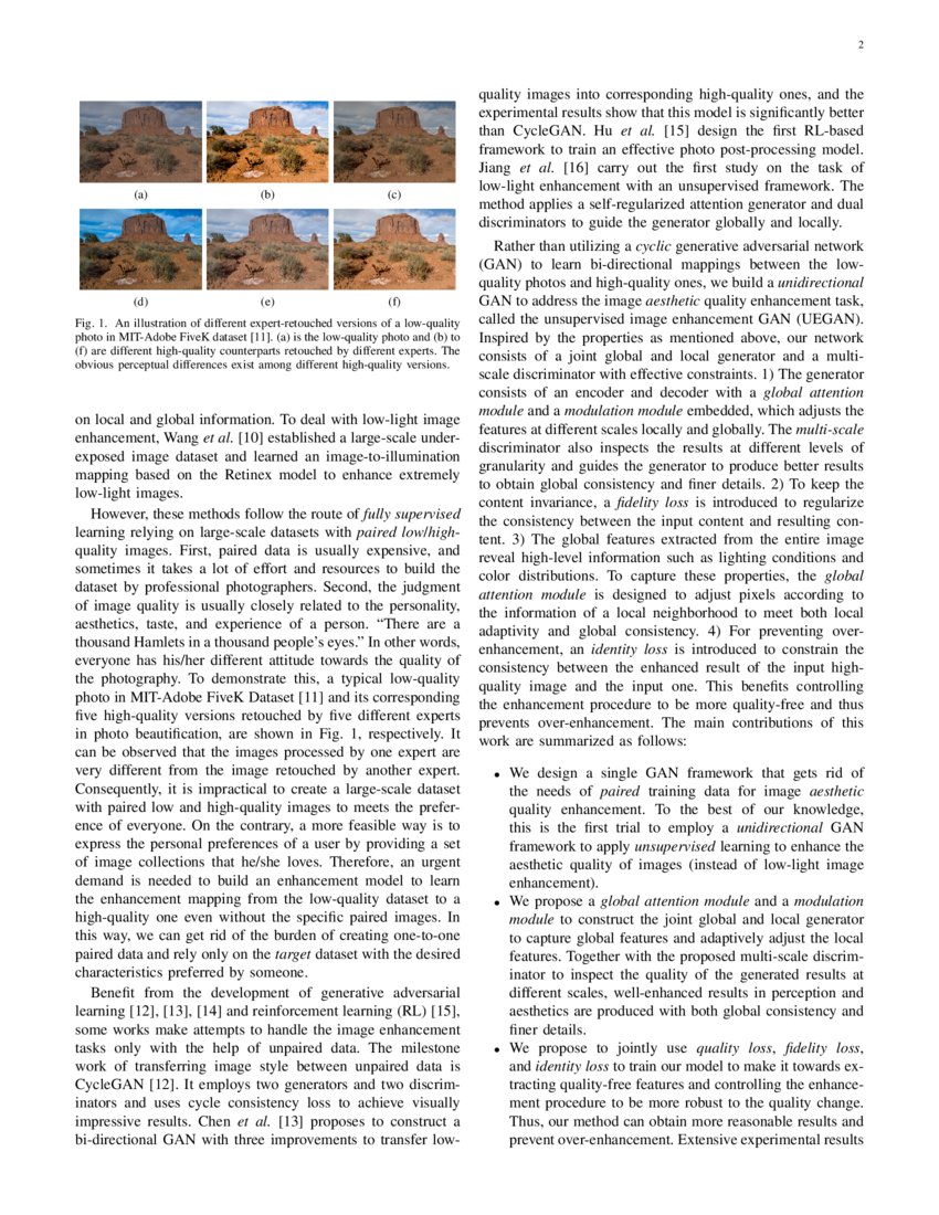 Towards Unsupervised Deep Image Enhancement with Generative Adversarial ...