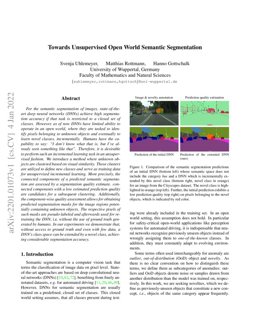 Towards Unsupervised Open World Semantic Segmentation | DeepAI