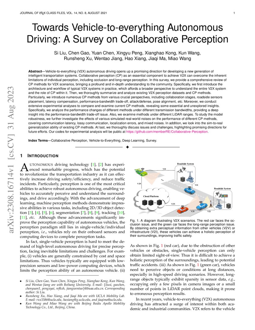 Towards Vehicle-to-everything Autonomous Driving: A Survey on Collaborative Perception | DeepAI