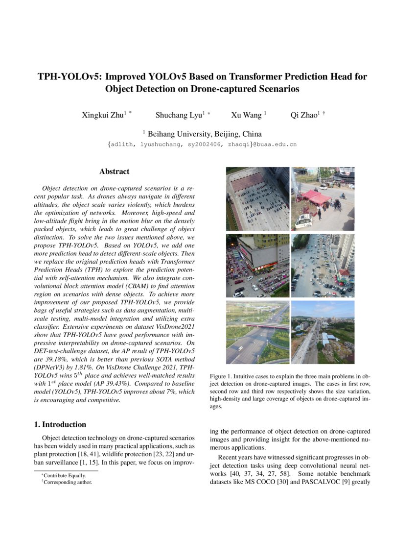 Tph Yolov5 Improved Yolov5 Based On Transformer Prediction Head For