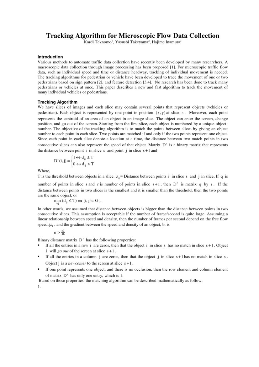 Tracking Algorithm for Microscopic Flow Data Collection | DeepAI
