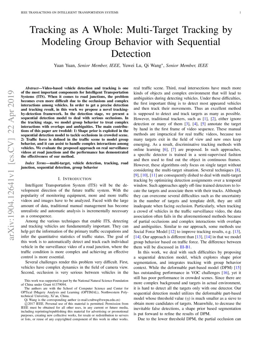 Tracking As A Whole Multi Target Tracking By Modeling Group Behavior With Sequential Detection