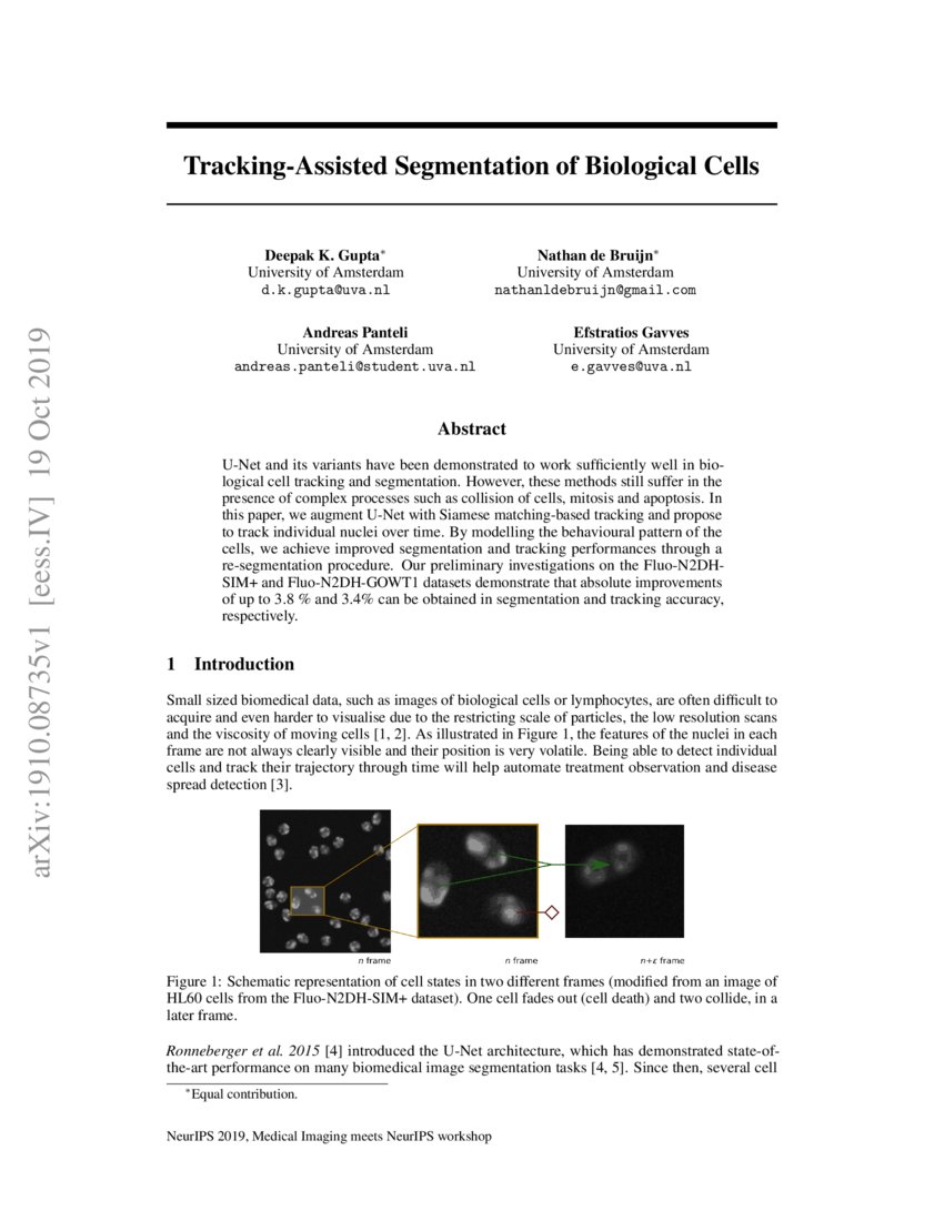 Tracking-Assisted Segmentation of Biological Cells | DeepAI