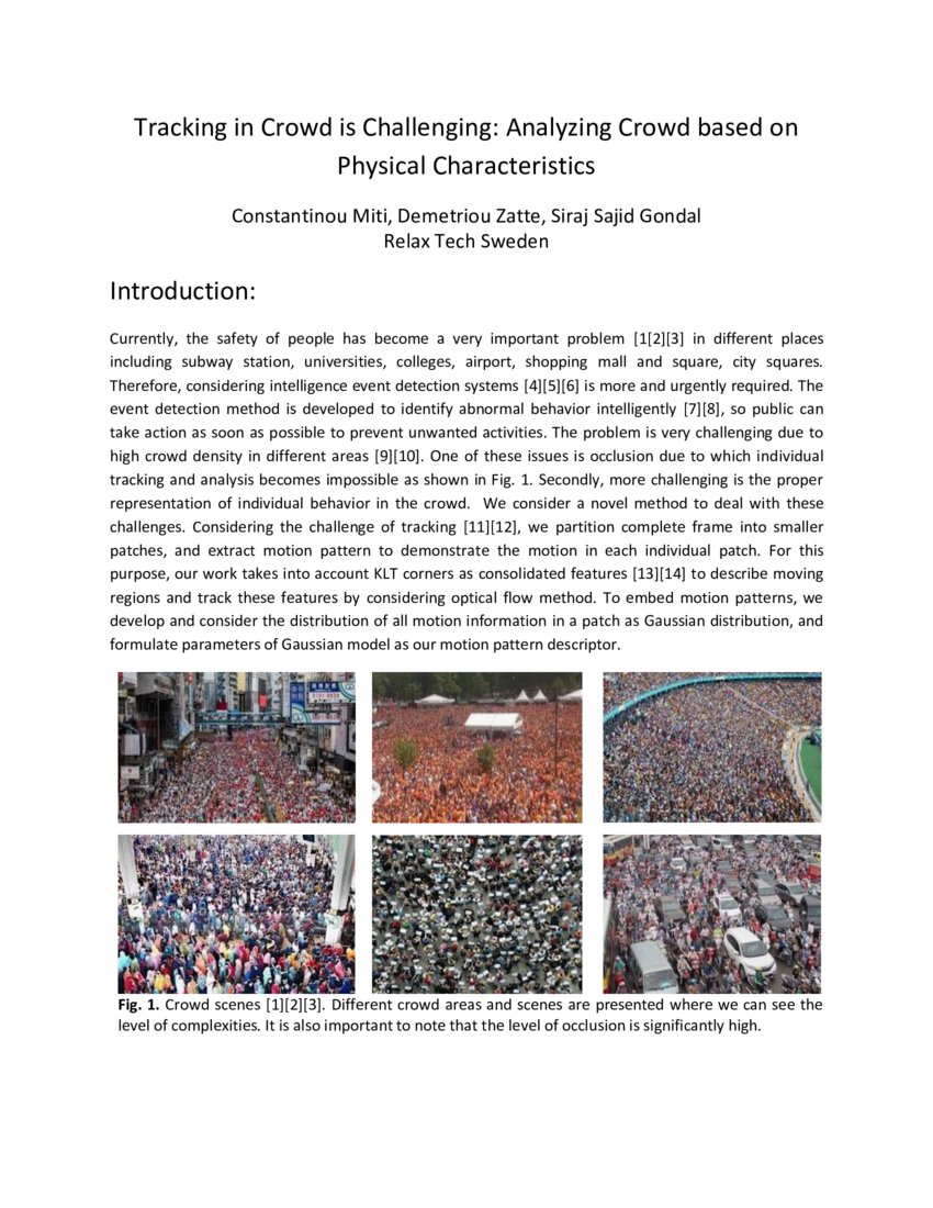 Tracking in Crowd is Challenging: Analyzing Crowd based on Physical ...