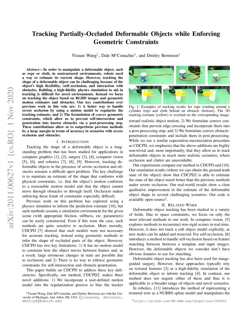 Tracking Partially-Occluded Deformable Objects while Enforcing ... Tracking Partially-Occluded Deformable Objects while Enforcing ...