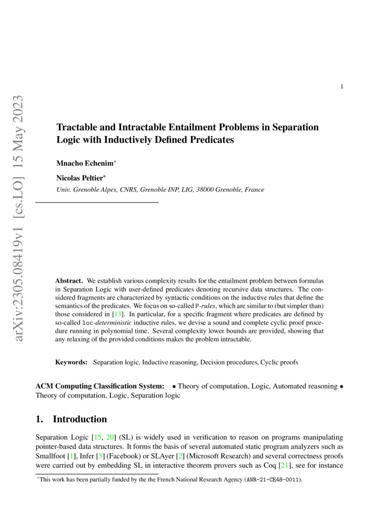 Tractable And Intractable Entailment Problems In Separation Logic With Inductively Defined