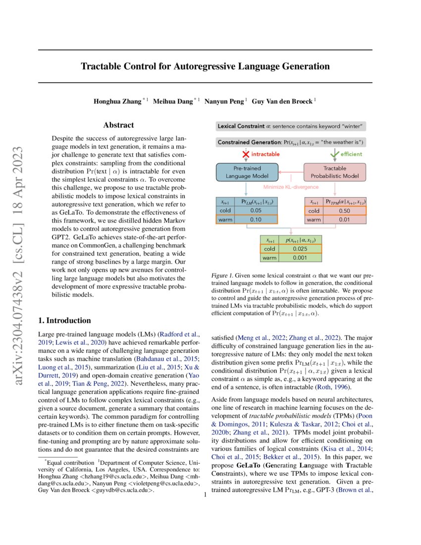 Tractable Control for Autoregressive Language Generation | DeepAI