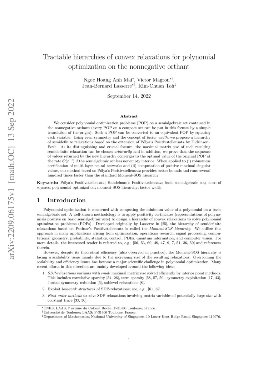 Tractable Hierarchies Of Convex Relaxations For Polynomial Optimization On The Nonnegative