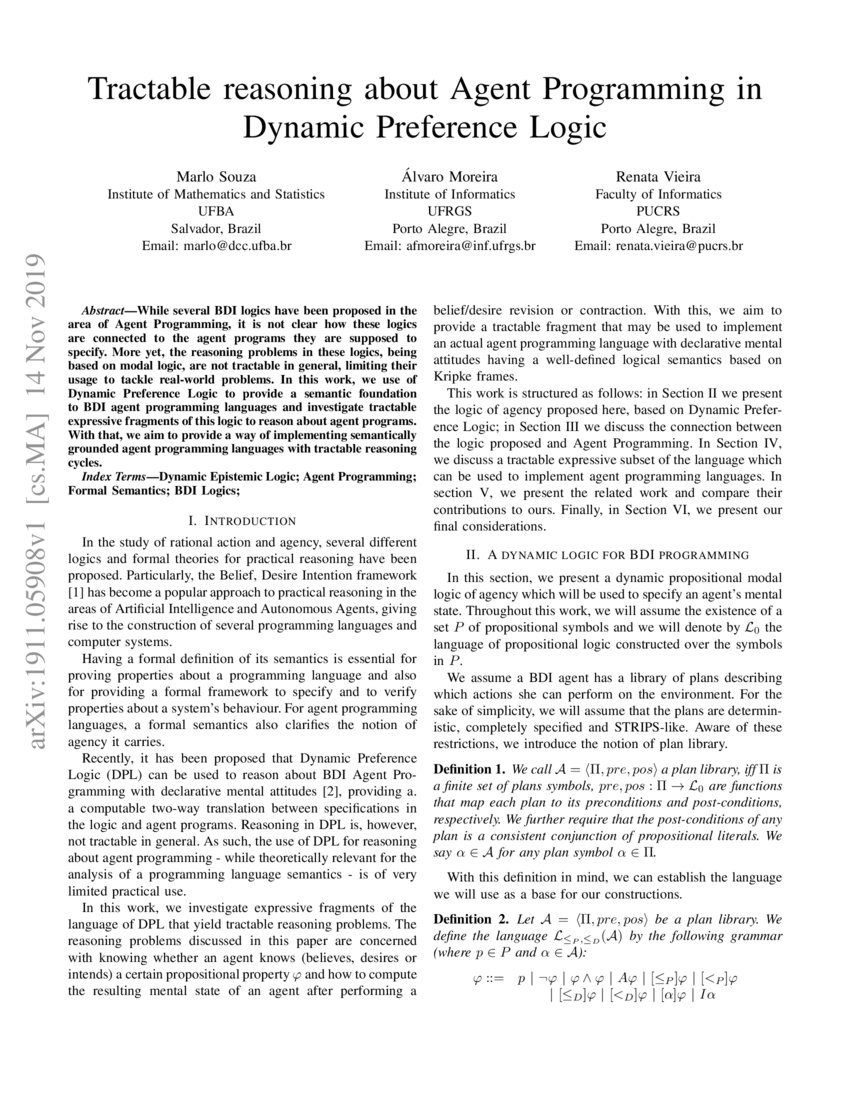 Tractable Reasoning About Agent Programming In Dynamic Preference Logic Deepai