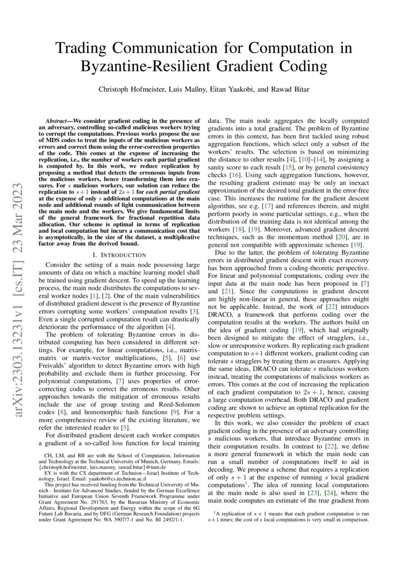 Trading Communication For Computation In Byzantine Resilient Gradient Coding Deepai