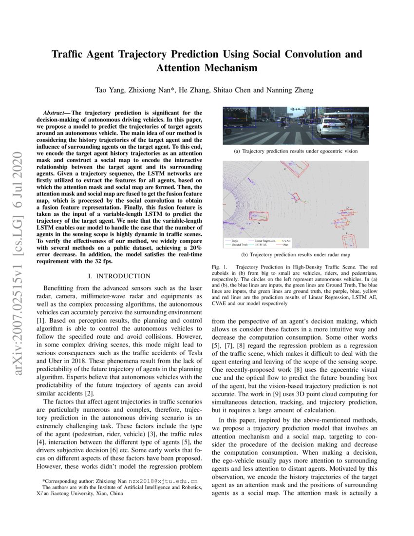 Traffic Agent Trajectory Prediction Using Social Convolution And