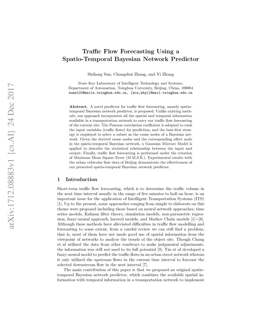 Traffic Flow Forecasting Using A Spatio Temporal Bayesian Network