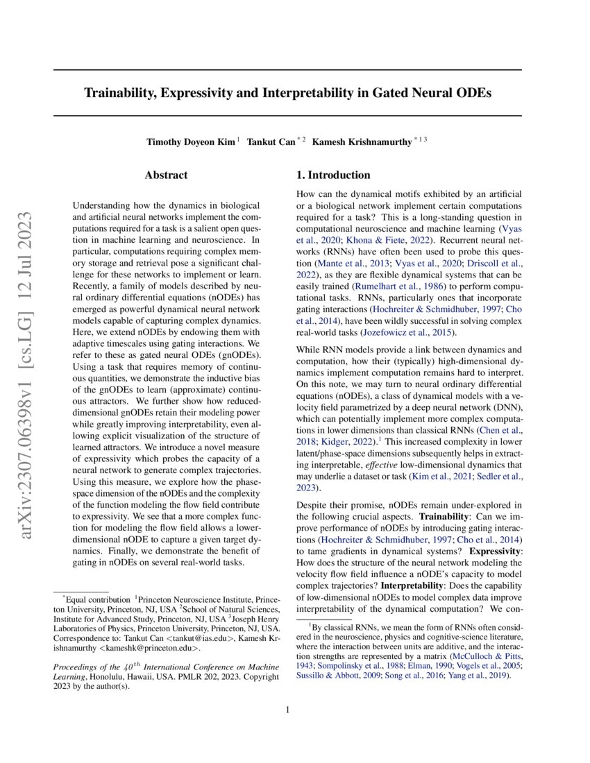 Trainability, Expressivity and Interpretability in Gated Neural ODEs | DeepAI
