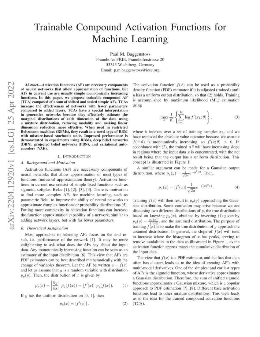Trainable Compound Activation Functions For Machine Learning Deepai