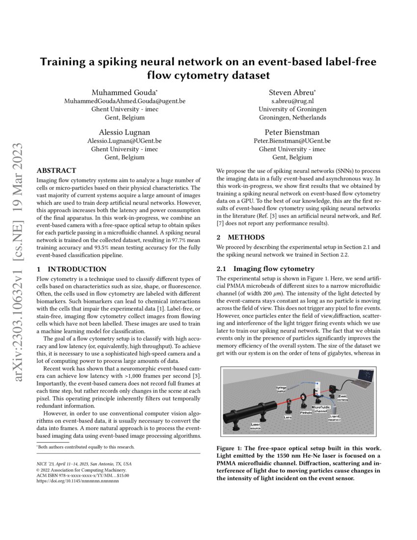 Training a spiking neural network on an event-based label-free flow cytometry dataset | DeepAI