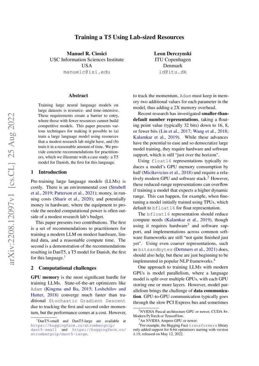 Training a T5 Using Lab-sized Resources | DeepAI