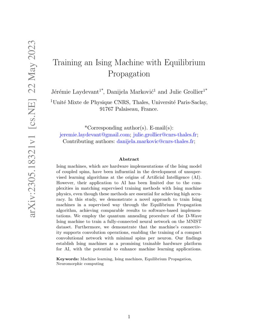 Training an Ising Machine with Equilibrium Propagation | DeepAI