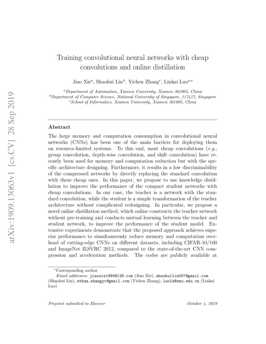 Training convolutional neural networks with cheap convolutions and ...