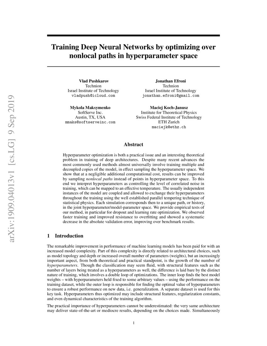 Training Deep Neural Networks by optimizing over nonlocal paths in hyperparameter space | DeepAI