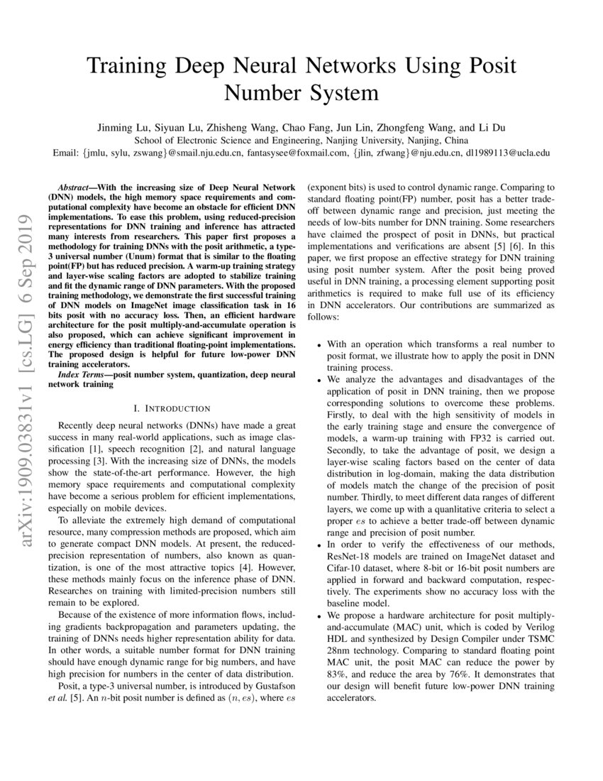Training Deep Neural Networks Using Posit Number System Deepai