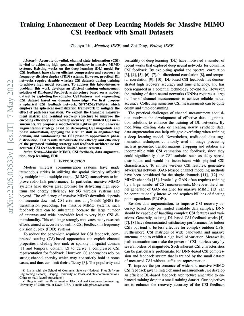 Training Enhancement of Deep Learning Models for Massive MIMO CSI ...