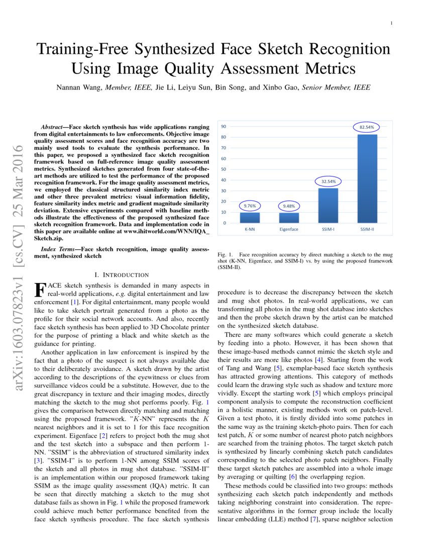 Training-Free Synthesized Face Sketch Recognition Using Image Quality ...